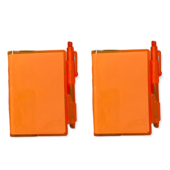 Office | Bundle Of Two Mini Neon Orange Note Pads With Pen | Poshmark